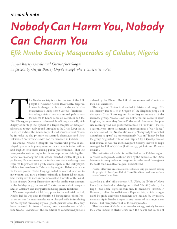 (PDF) Nobody Can Harm You, Nobody Can Charm You: Efik Nnabo Society ...