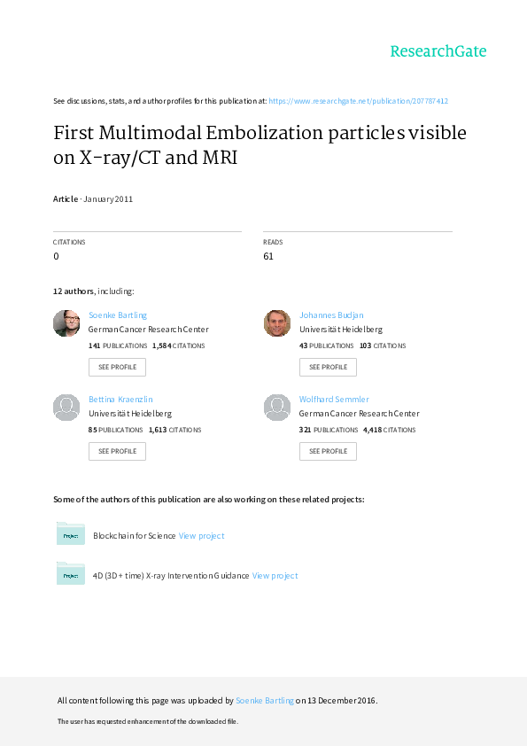 (PDF) First Multimodal Embolization Particles Visible on X-ray/Computed ...
