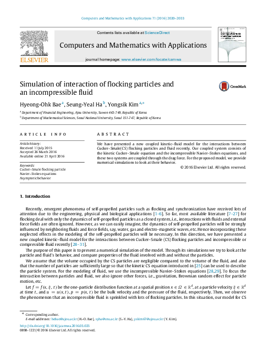 (PDF) Simulation of interaction of flocking particles and an ...