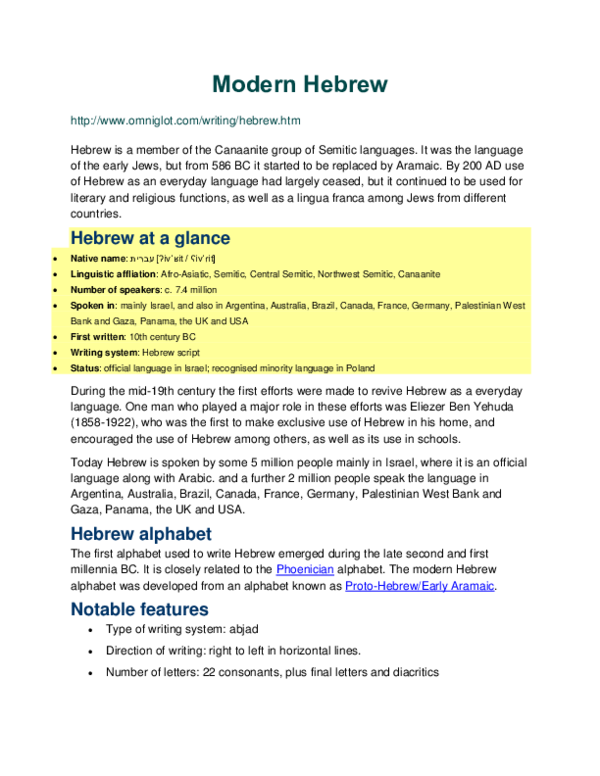 (PDF) Modern Hebrew