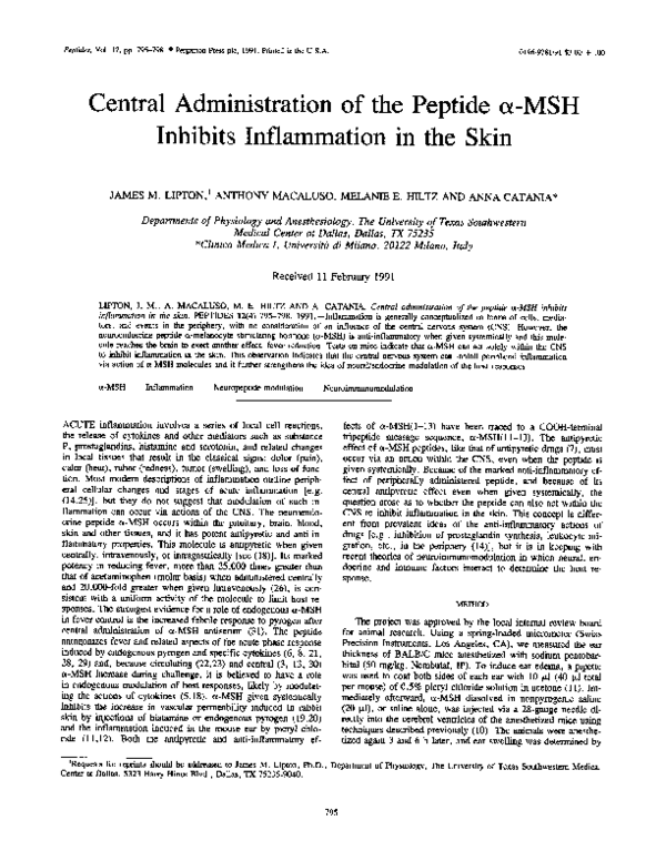 (PDF) Central administration of the peptide [alpha]-MSH inhibits ...