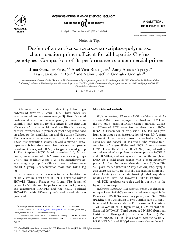 (PDF) Design of an antisense reverse-transcriptase-polymerase chain ...