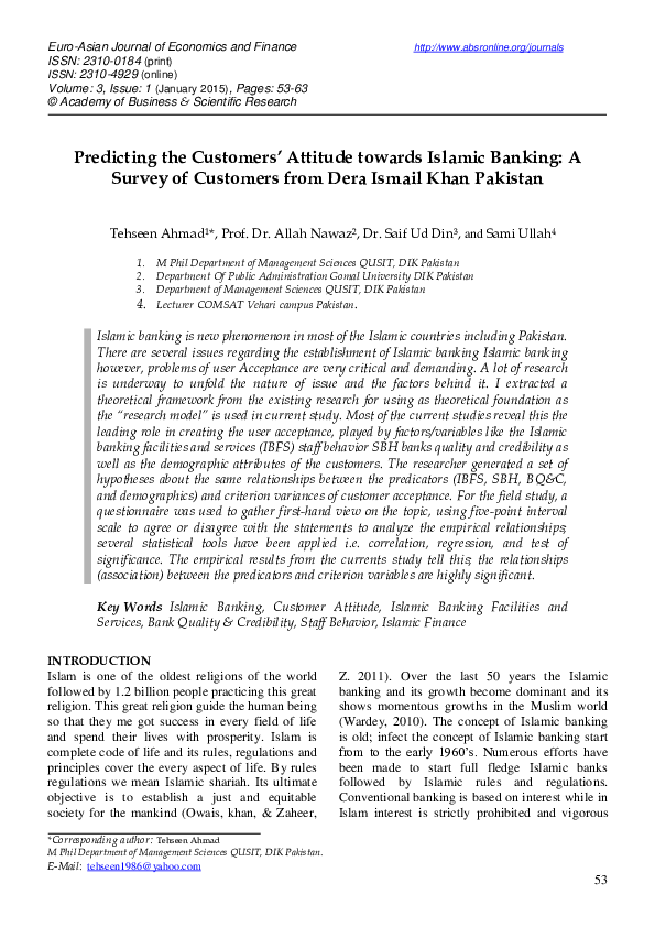 (PDF) Predicting the Customers' Attitude towards Islamic Banking: A ...