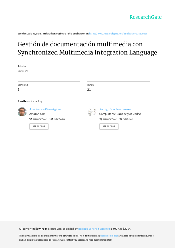 (PDF) Gestión de documentación multimedia con Synchronized Multimedia ...