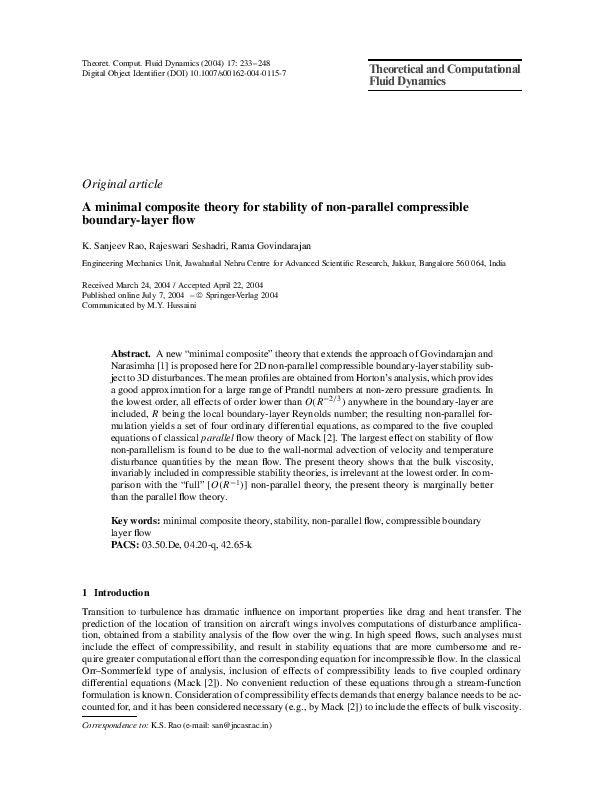 (PDF) A minimal composite theory for stability of non-parallel ...