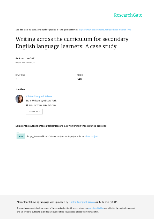 (PDF) Writing Across the Curriculum for Secondary School English ...