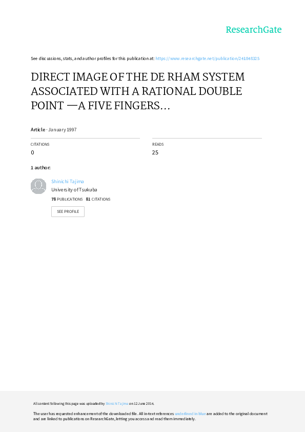 (PDF) Direct Image of the De Rham System Associated with a Rational ...