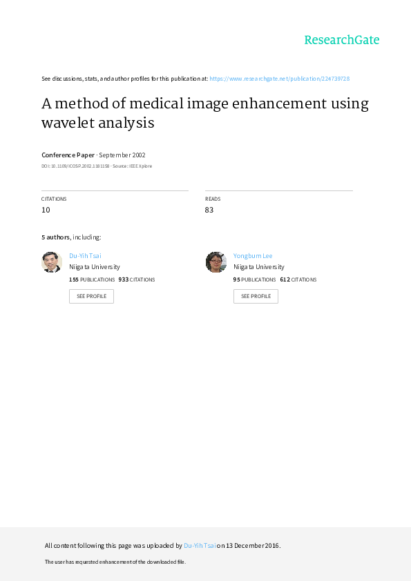 (PDF) A method of medical image enhancement using wavelet-coefficient ...