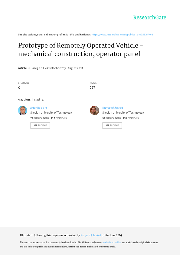 (PDF) Prototype of Remotely Operated Vehicle - mechanical construction ...