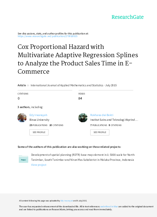 (PDF) Cox Proportional Hazard with Multivariate Adaptive Regression Splines to Analyze the ...