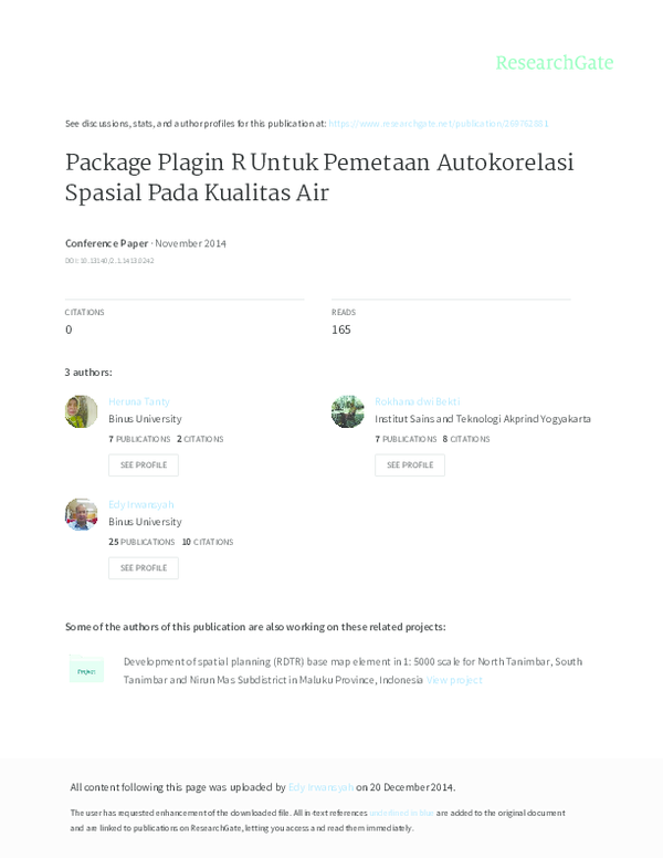 (PDF) Package Plagin R Untuk Pemetaan Autokorelasi Spasial Pada ... (PDF) Package Plagin R Untuk Pemetaan Autokorelasi Spasial Pada ...