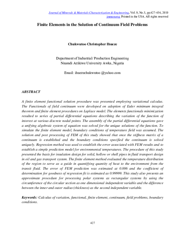 (PDF) Finite Elements in the Solution of Continuum Field Problems