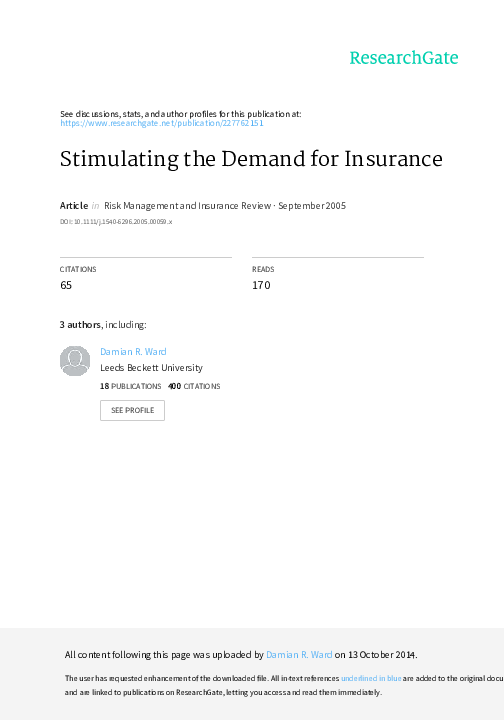 (PDF) Stimulating the demand for insurance