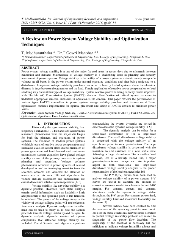 (PDF) A Review on Power System Voltage Stability and Optimization ...