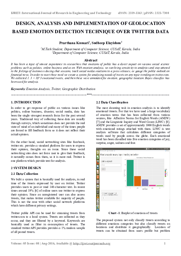 Doc Design Analysis And Implementation Of Geolocation Based Emotion Detection Technique Over