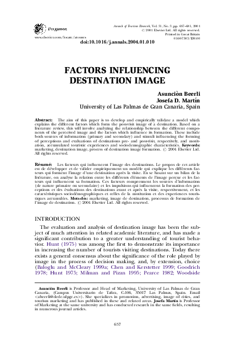 (PDF) Factors influencing destination image