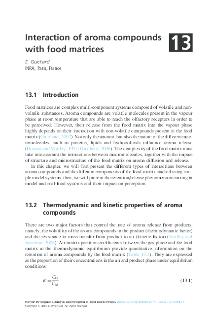 (PDF) Interaction of aroma compounds with food matrices