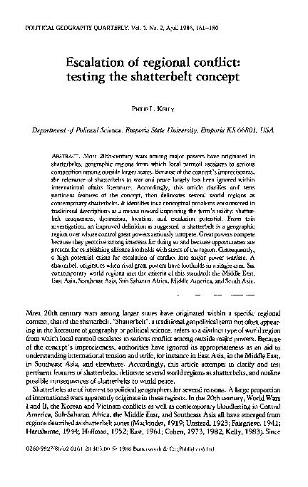(PDF) Escalation of regional conflict: testing the shatterbelt concept