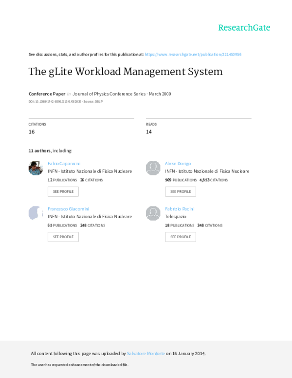 (PDF) The gLite workload management system