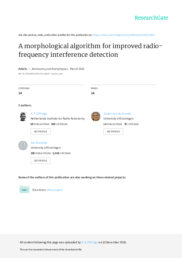 Pdf A Morphological Algorithm For Improving Radio Frequency Interference Detection A