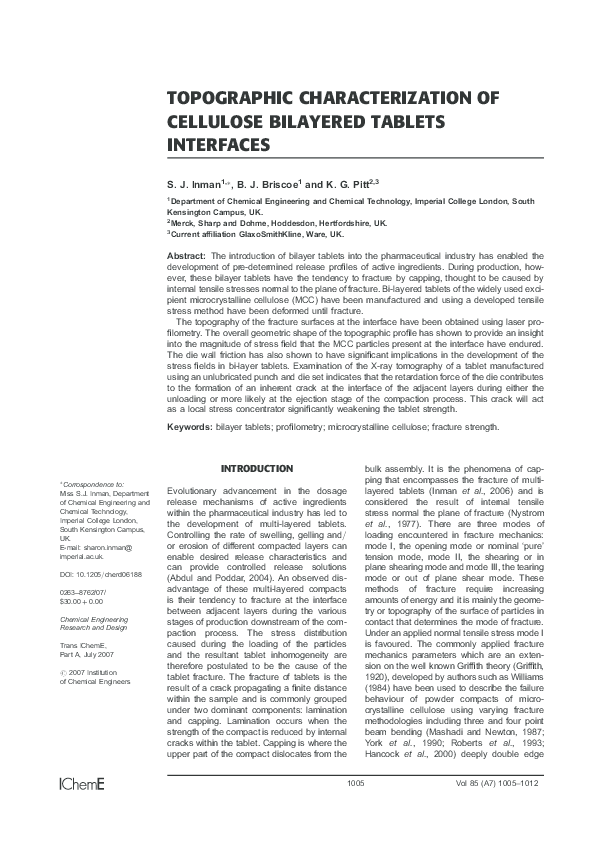 (PDF) Characterization of Fracture in Cellulose Bilayer Tablets
