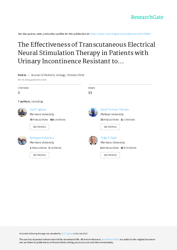 (PDF) Effectiveness of Transcutaneous Electrical Nerve Stimulation and ...