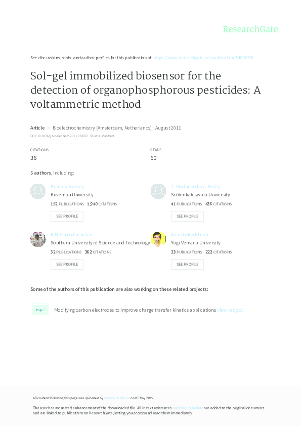 (PDF) Sol–gel immobilized biosensor for the detection of ...