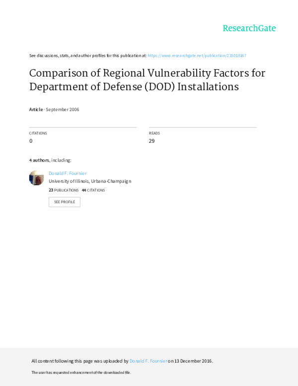 (PDF) Comparison of Regional Vulnerability Factors for Department of ...