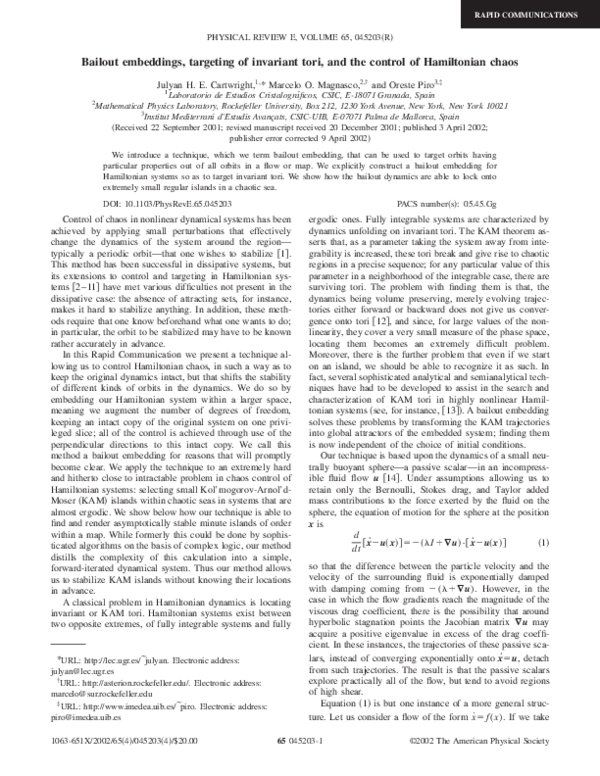 Pdf Bailout Embeddings Targeting Of Invariant Tori And The Control