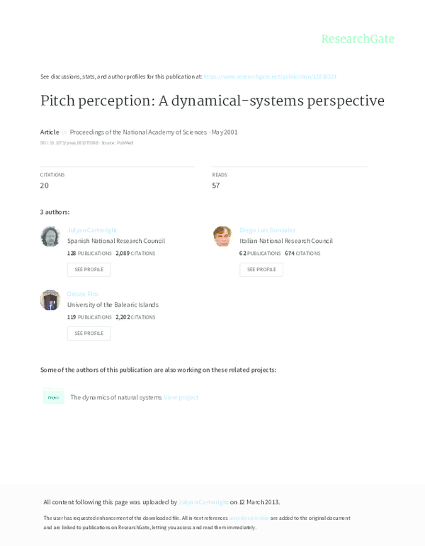 (PDF) Pitch perception: A dynamical-systems perspective