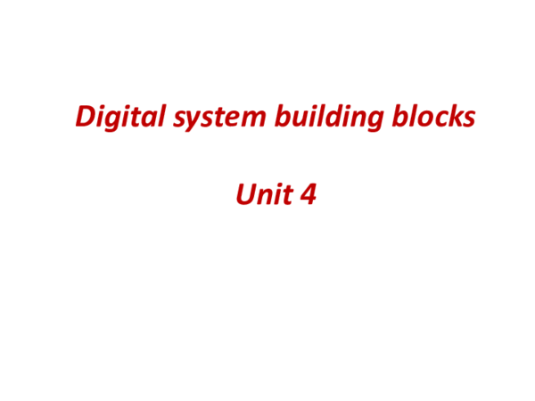 (PDF) Digital system building blocks