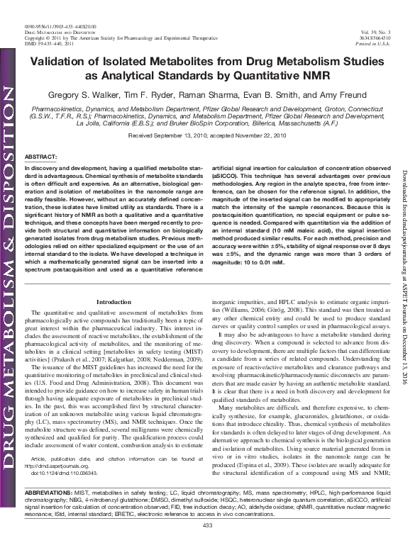 (PDF) Validation of Isolated Metabolites from Drug Metabolism Studies ...