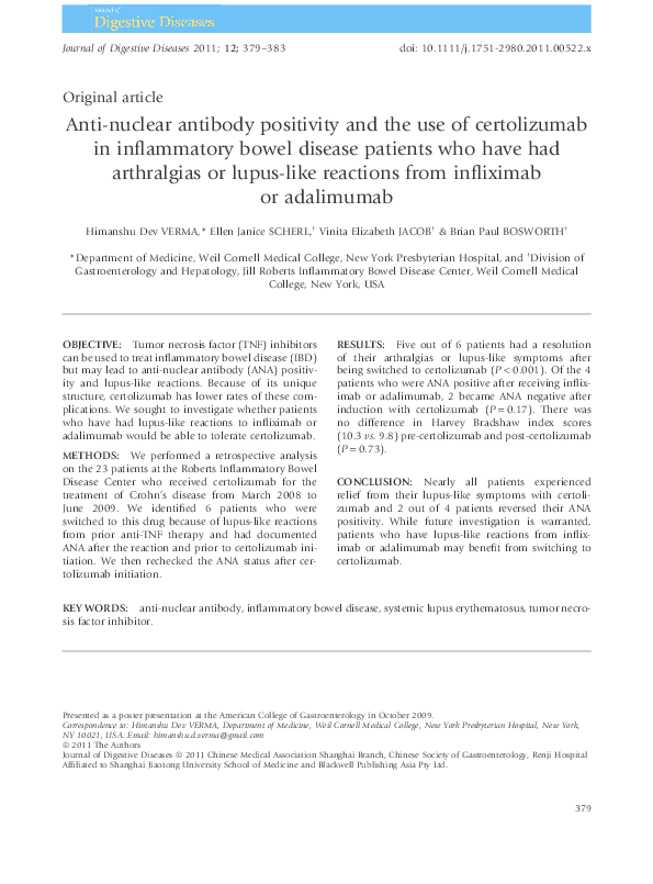 Pdf Infliximab Induced Lupus A Case Report Ricardo Figueira