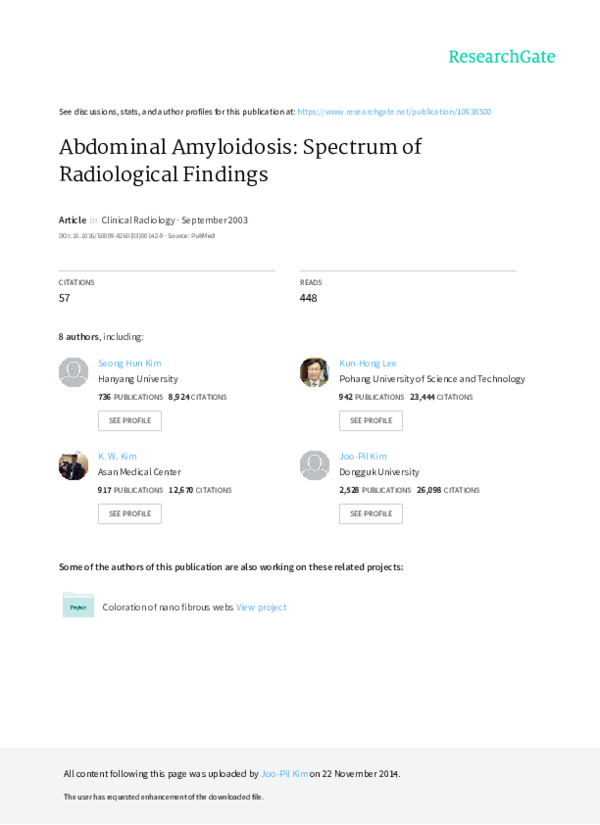 (PDF) Abdominal Amyloidosis: Spectrum of Radiological Findings