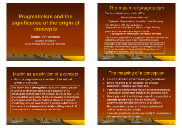 (PDF) Pragmaticism and the significance of the origin of concepts