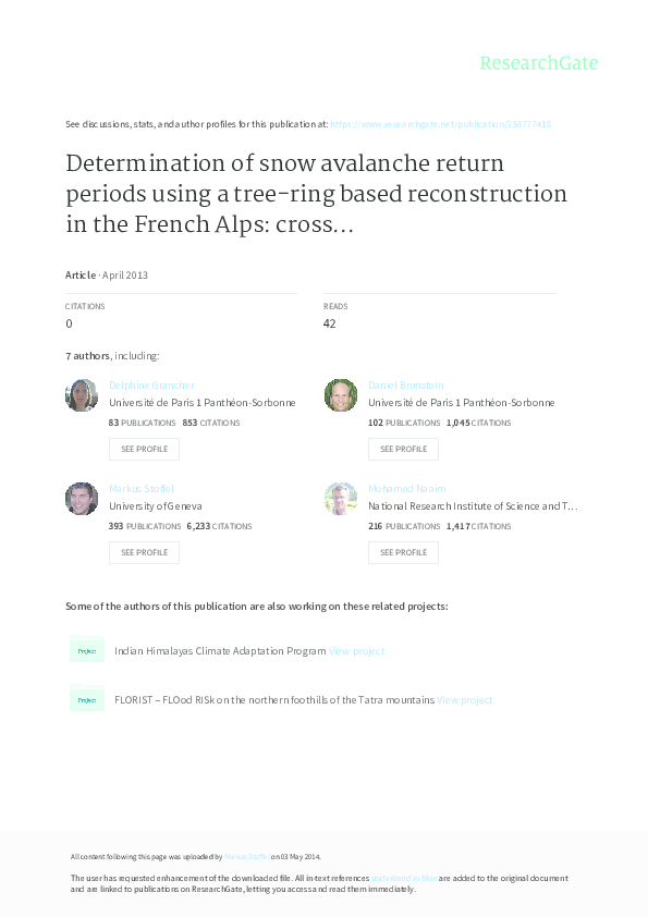 (PDF) Determination of snow avalanche return periods using a tree-ring ...