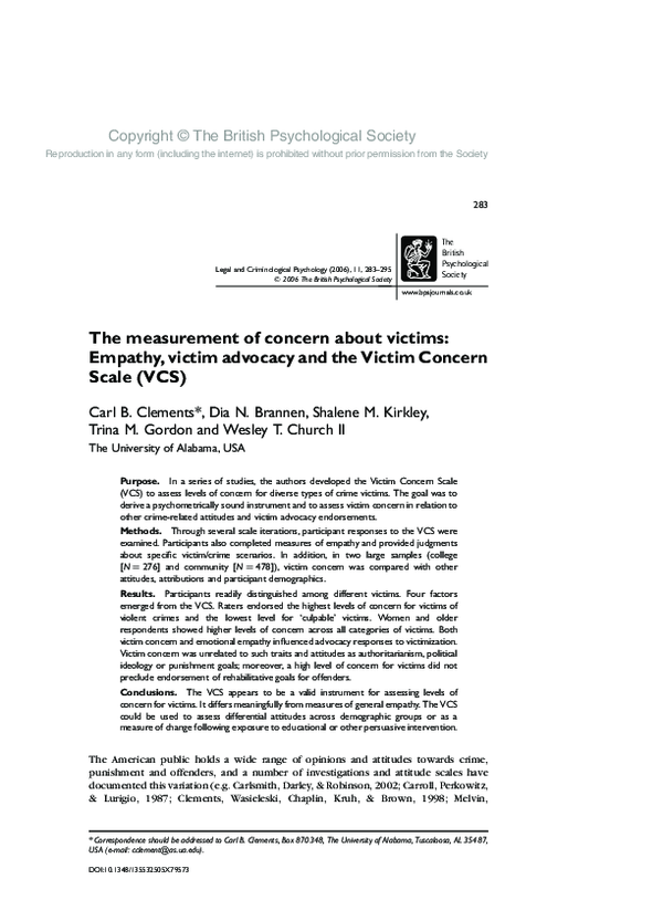 (PDF) The measurement of concern about victims: Empathy, victim ...