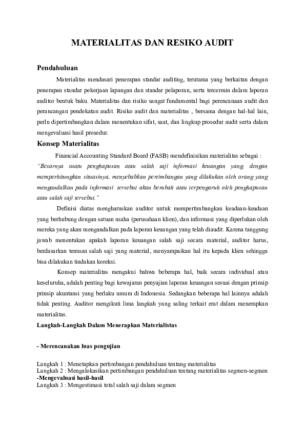 (DOC) MATERIALITAS DAN RESIKO AUDIT