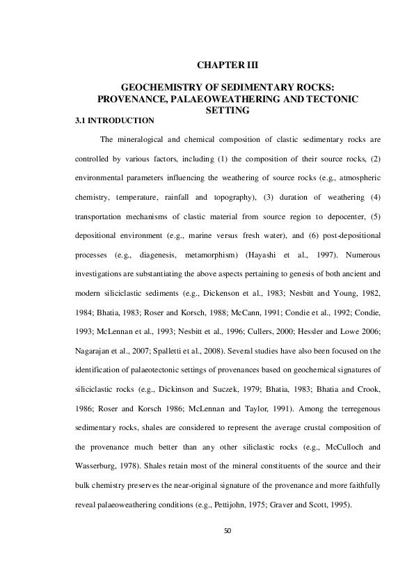 (PDF) CHAPTER III GEOCHEMISTRY OF SEDIMENTARY ROCKS: PROVENANCE ...