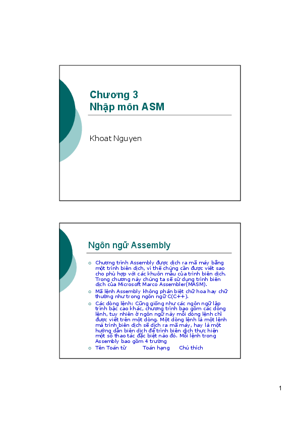 (PDF) Chương 3 Nhập môn ASM Ngôn ngữ Assembly