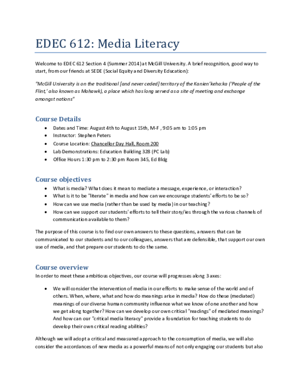 (PDF) Media Literacy