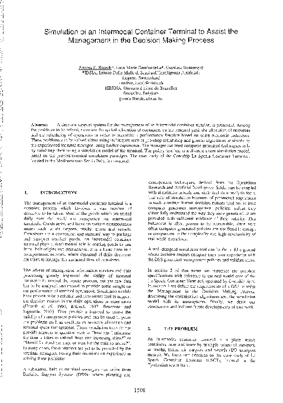(PDF) Simulation of an Intermodal Container Terminal to Assist the Management in the Decision ...