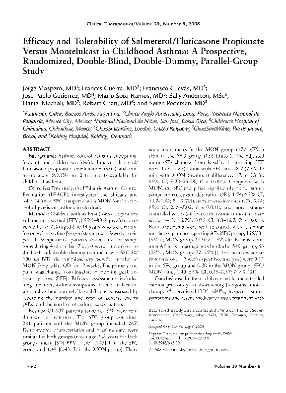 (PDF) Efficacy and tolerability of salmeterol/fluticasone propionate versus montelukast in ...