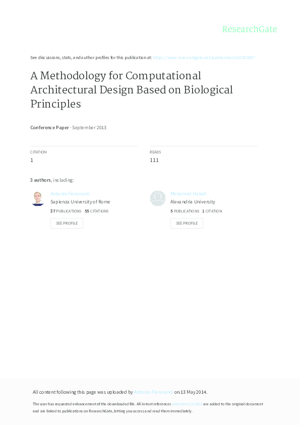 (PDF) A Methodology for Computational Architectural Design Based on Biological Principles