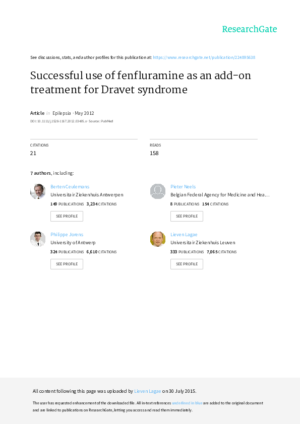 Successful use of fenfluramine as an add-on treatment for Dravet syndrome