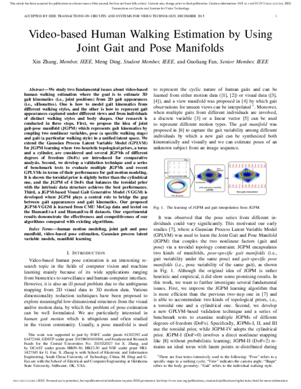 Pdf Video Based Human Walking Estimation By Using Joint Gait And Pose