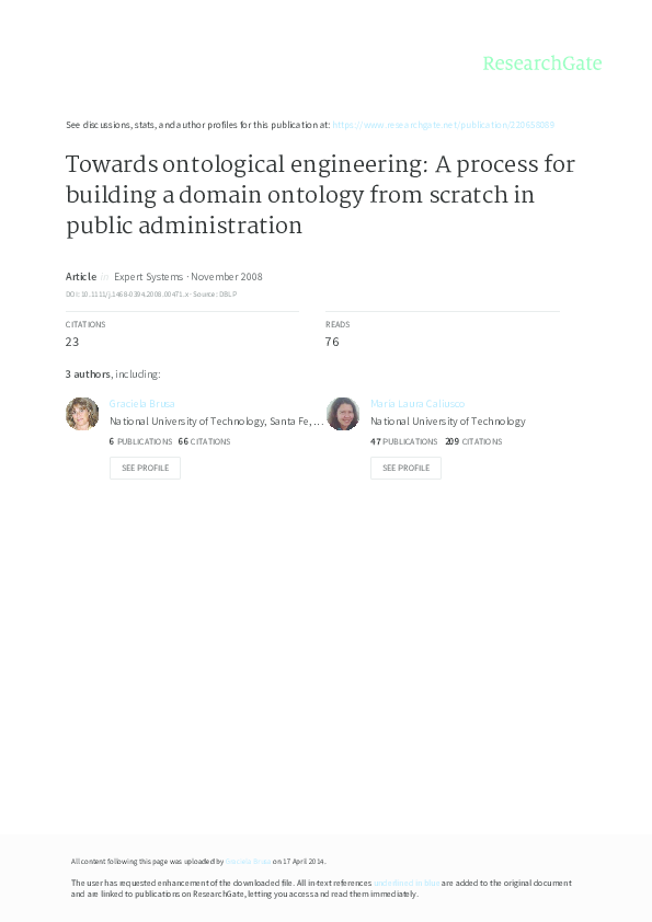 (PDF) Towards ontological engineering: a process for building a domain ontology from scratch in ...