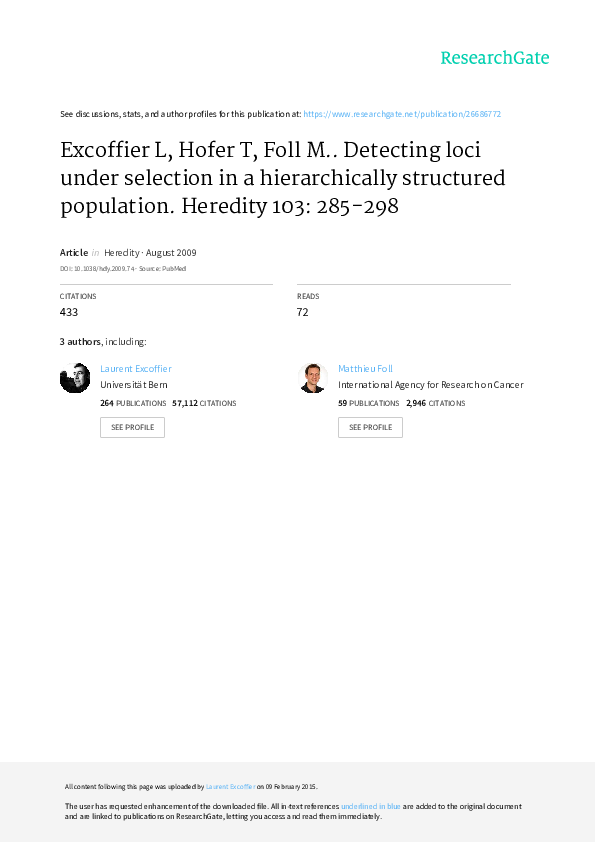 Pdf Detecting Loci Under Selection In A Hierarchically Structured