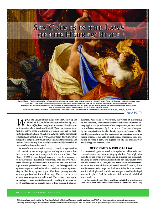 Pdf Sex Crimes In The Laws Of The Hebrew Bible