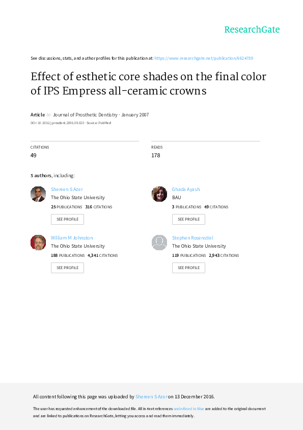 (PDF) Effect of esthetic core shades on the final color of IPS Empress ...